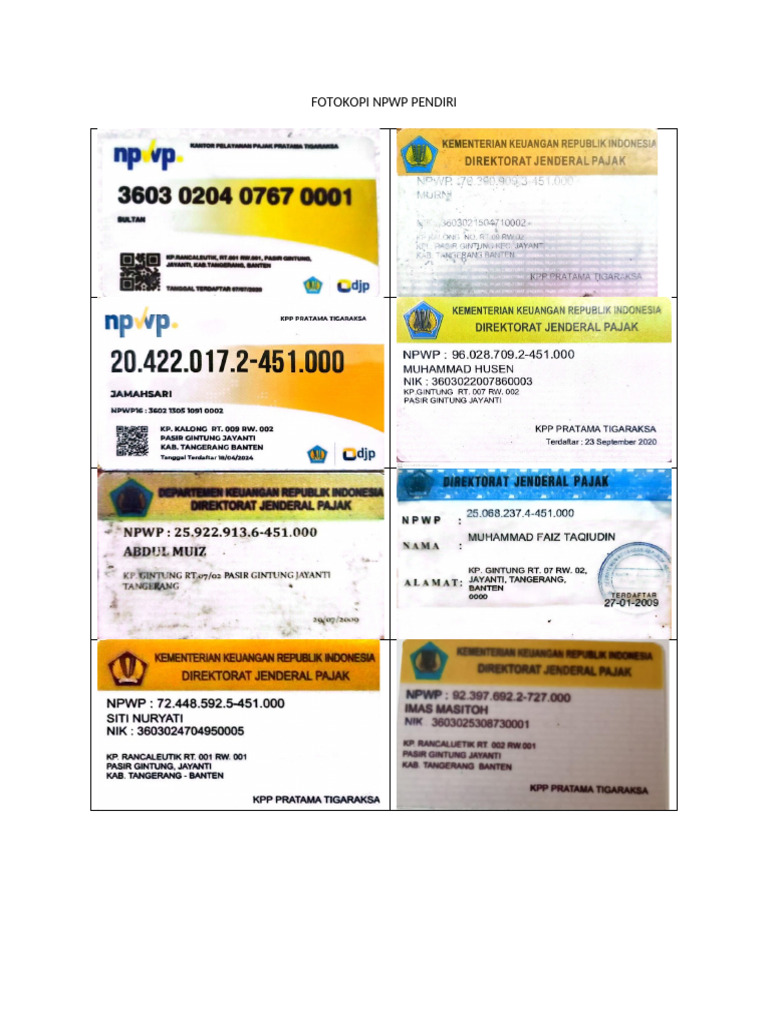 Lampiran 4 (Fotokopi NPWP Pendiri, Pengurus Dan Pengawas) | PDF