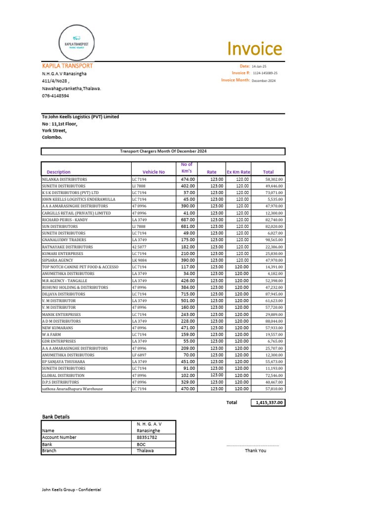 Invoice Format - Dec 2024 v1 | PDF | Sri Lanka