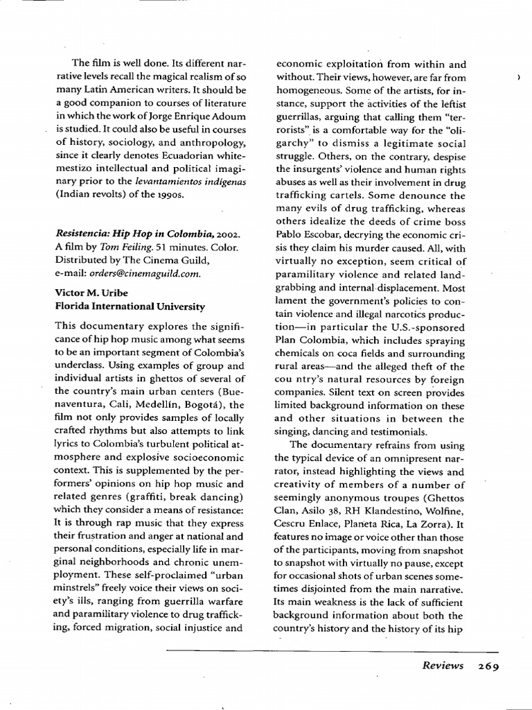 Resistencia Hip Hop in Colombia 2002 | PDF | Illegal Drug Trade