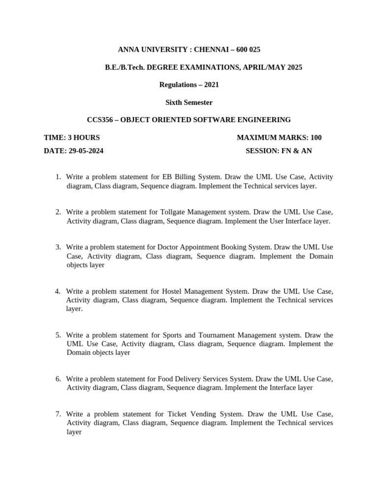 CCS356-OOSE Lab Question | PDF | Use Case | Unified Modeling Language