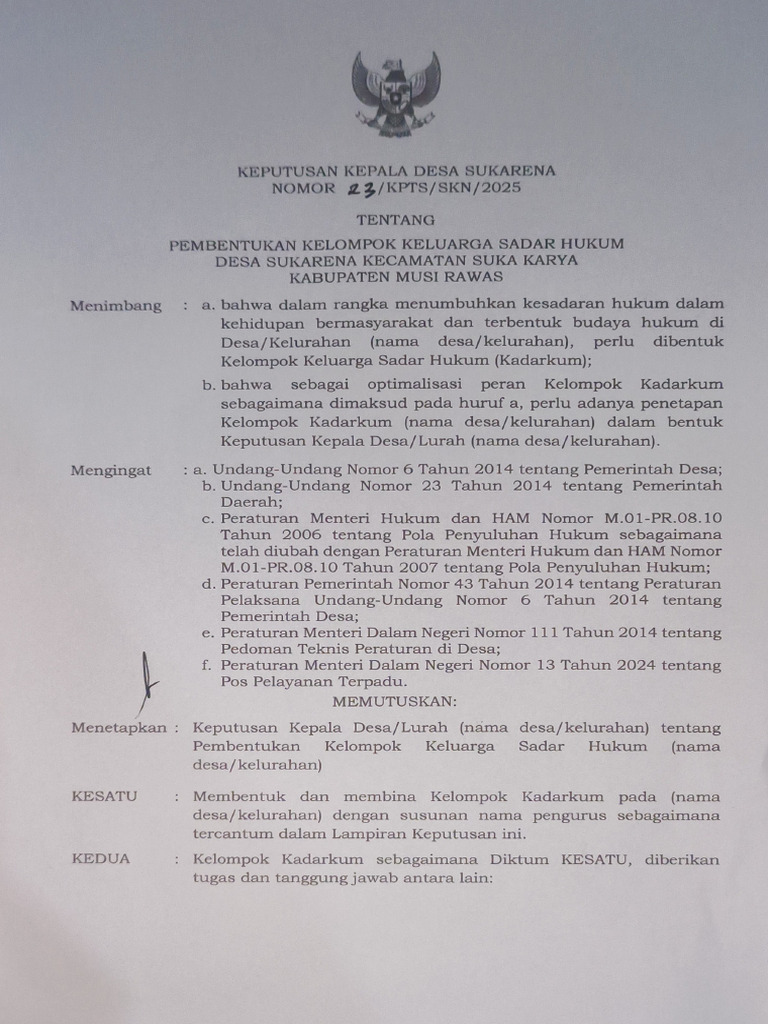 SK Pembentukan Kelompok Sadar Hukum | PDF