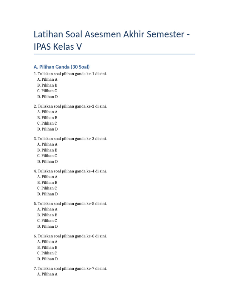 Latihan Soal AAS IPAS Kelas V | PDF