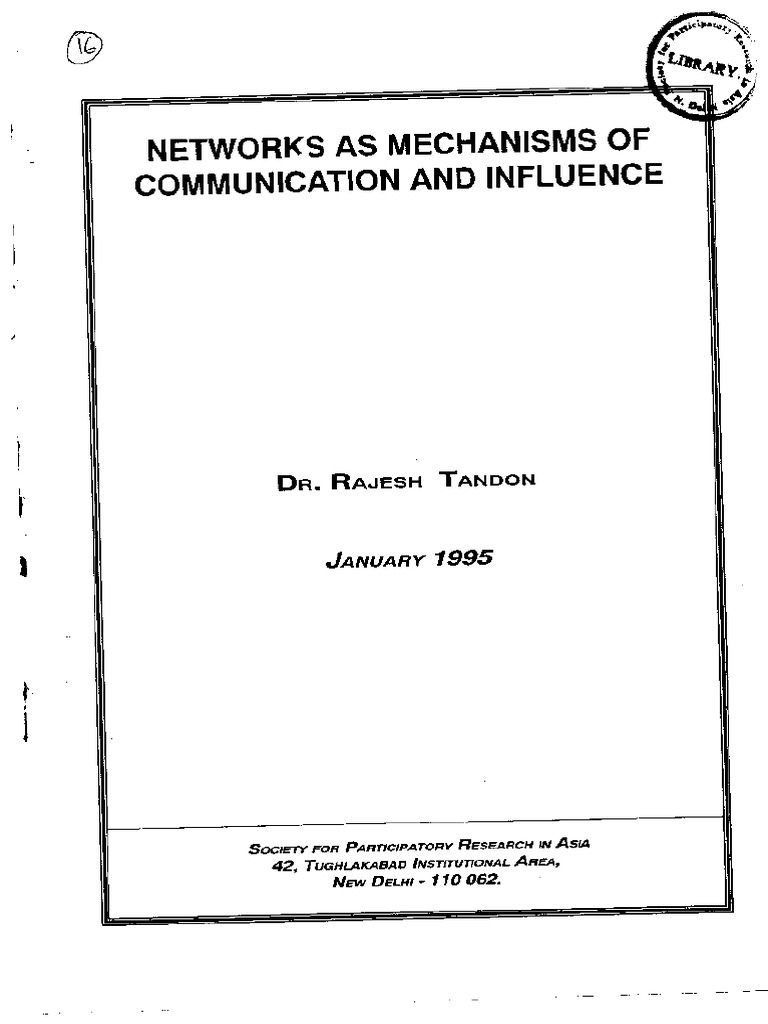 Networks As Mechanisms of Communication and Influence | PDF