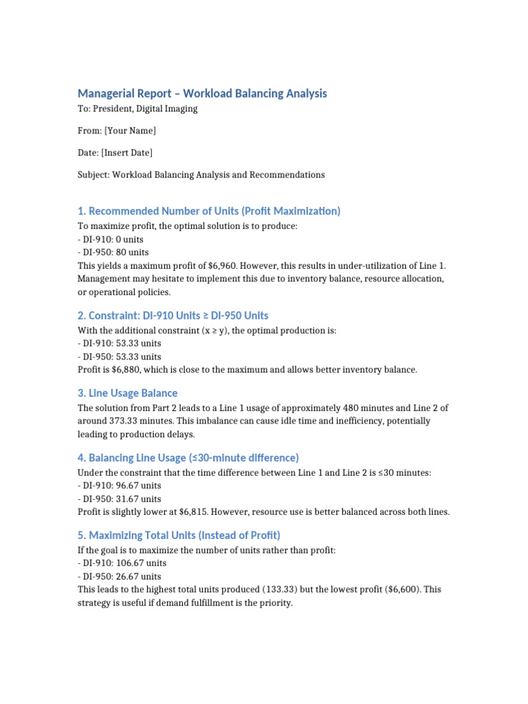 Workload Balancing Report | PDF