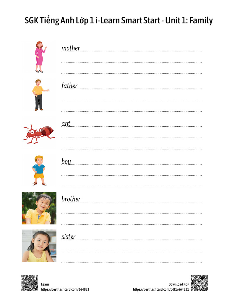 SGK Tiếng Anh Lớp 1 i-Learn Smart Start - Unit 1 - Family | PDF