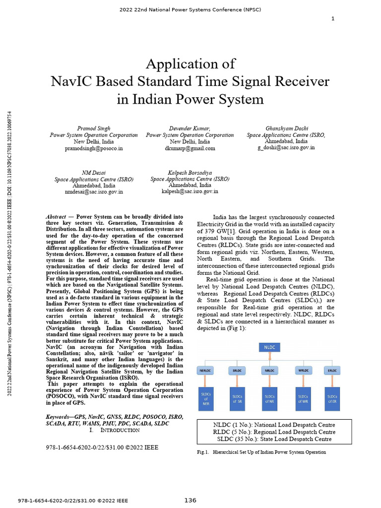 Application of NavIC Based Standard Time Signal Receiver in Indian ...