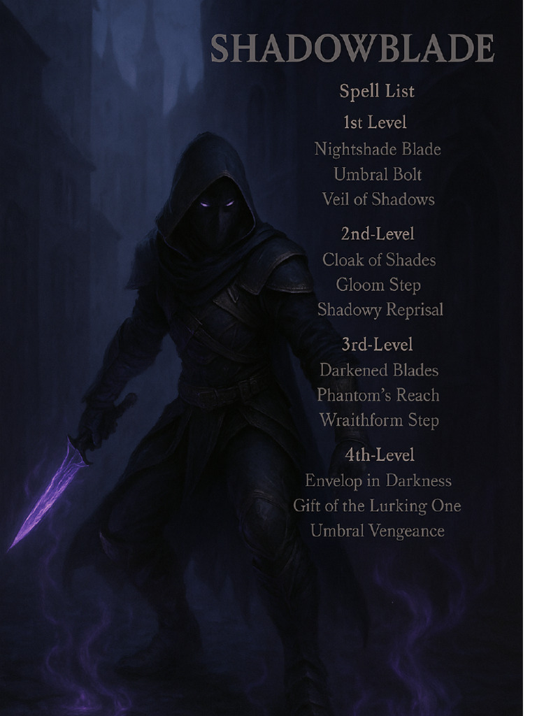 Shadowblade Complete With Art and Spells | PDF