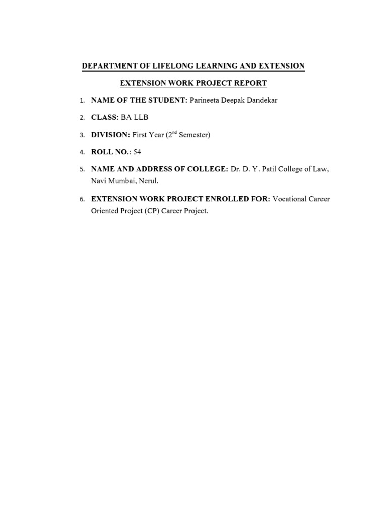 Extension Work Project Insights | PDF | Skill | Learning