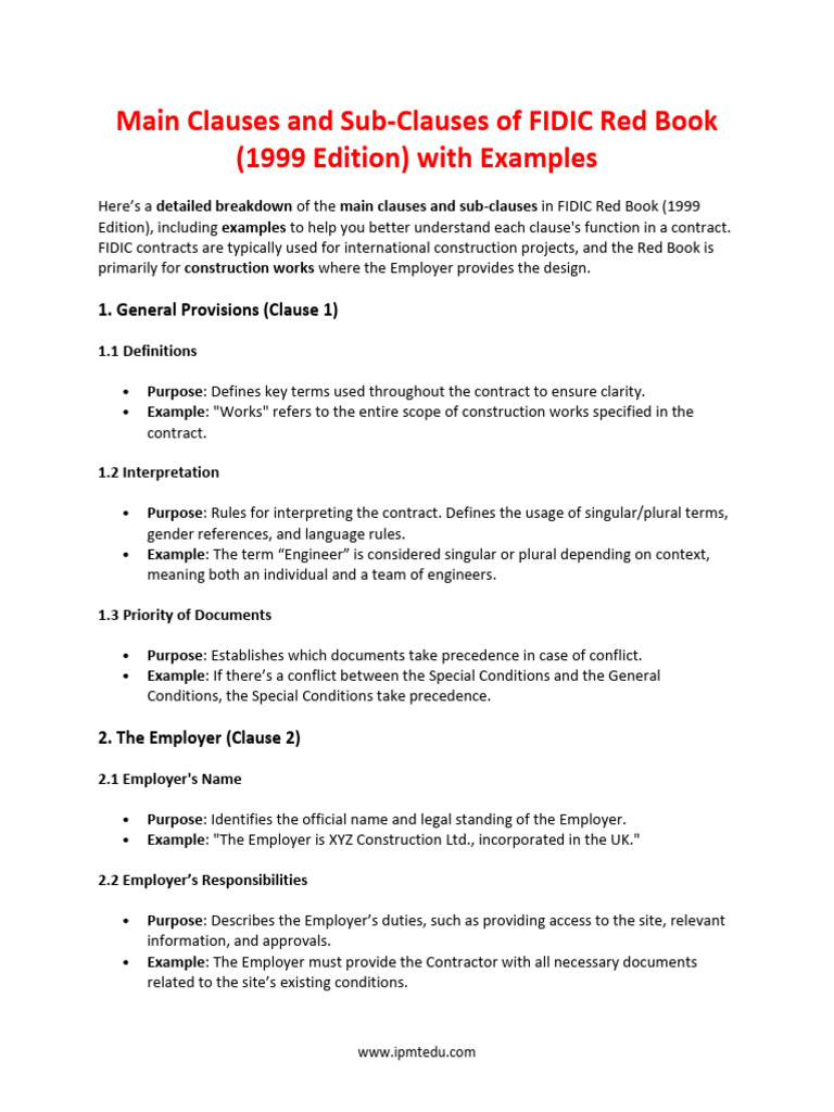Main+Clauses+and+SubMain+Clauses+and+Sub Clauses+of+FIDIC+Red+Book+ ...