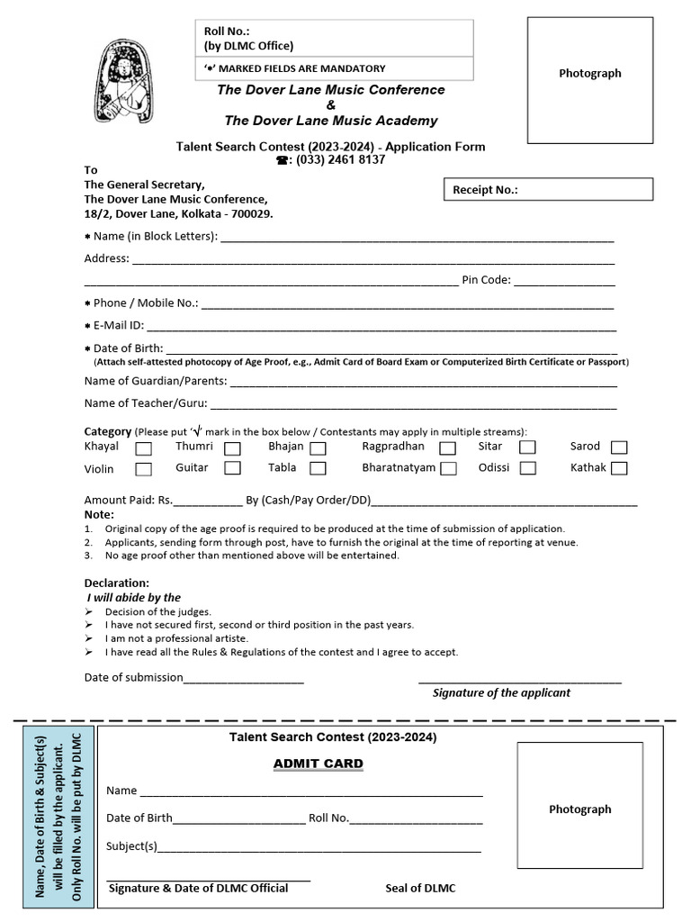 Talent Application Form 2023-2024 | PDF