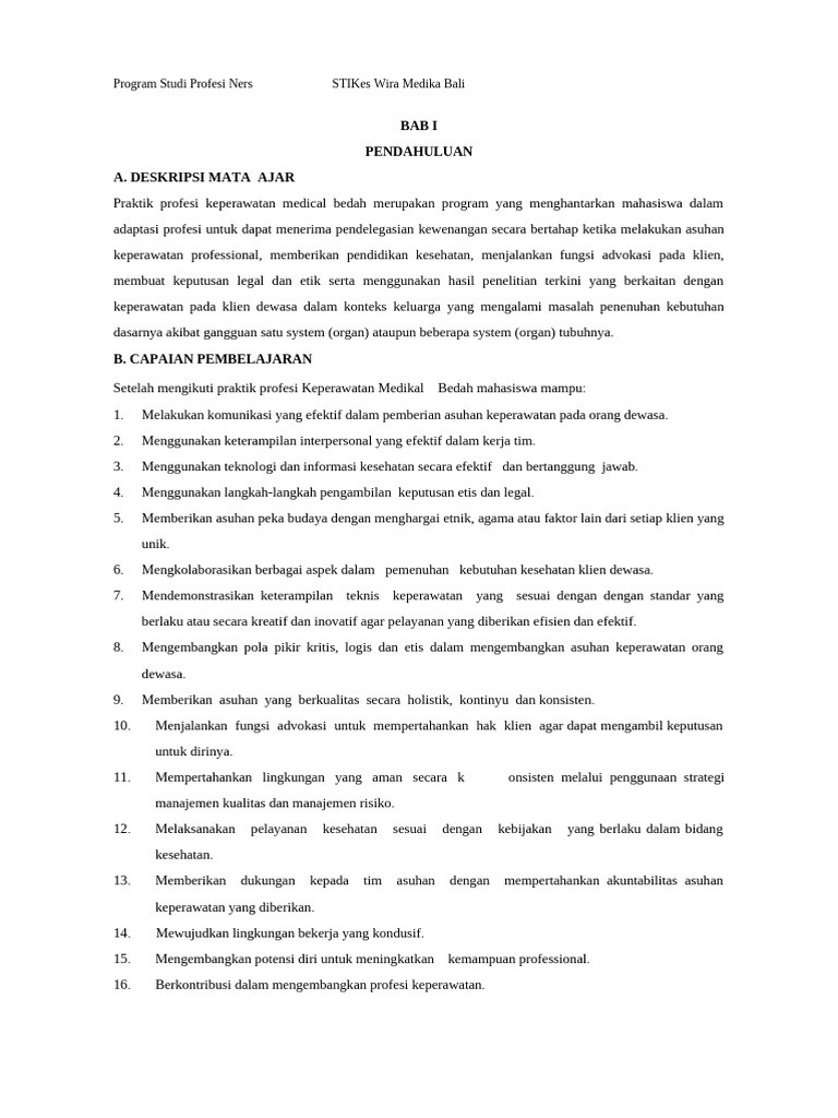 Isi Buku Profesi Ners KMB 2024 | PDF