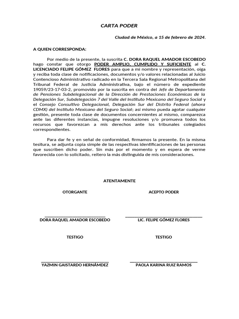 Poder Amplio para Juicio Administrativo | PDF