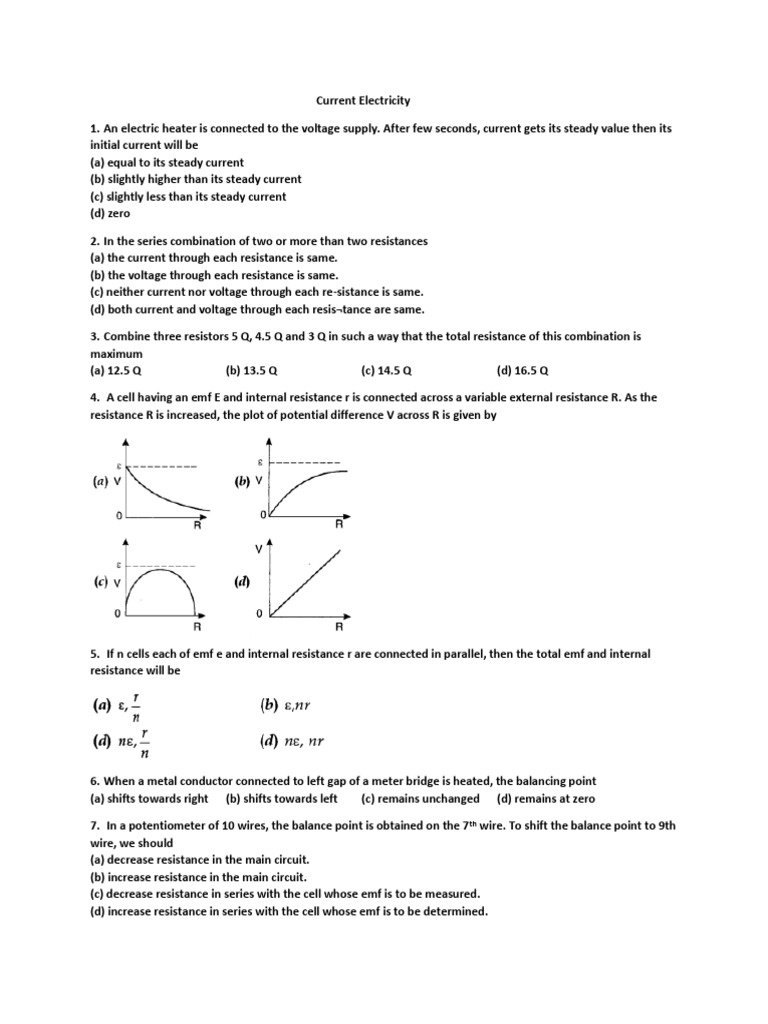 Current Electricity MCQ 12 | PDF | Series And Parallel Circuits | Voltage