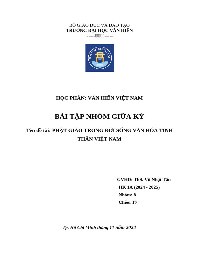 DHVH - VHVN.CT7.nhom8. Phật Giáo Trong Đời Sống Văn Hóa Tinh Thần Việt Nam | PDF