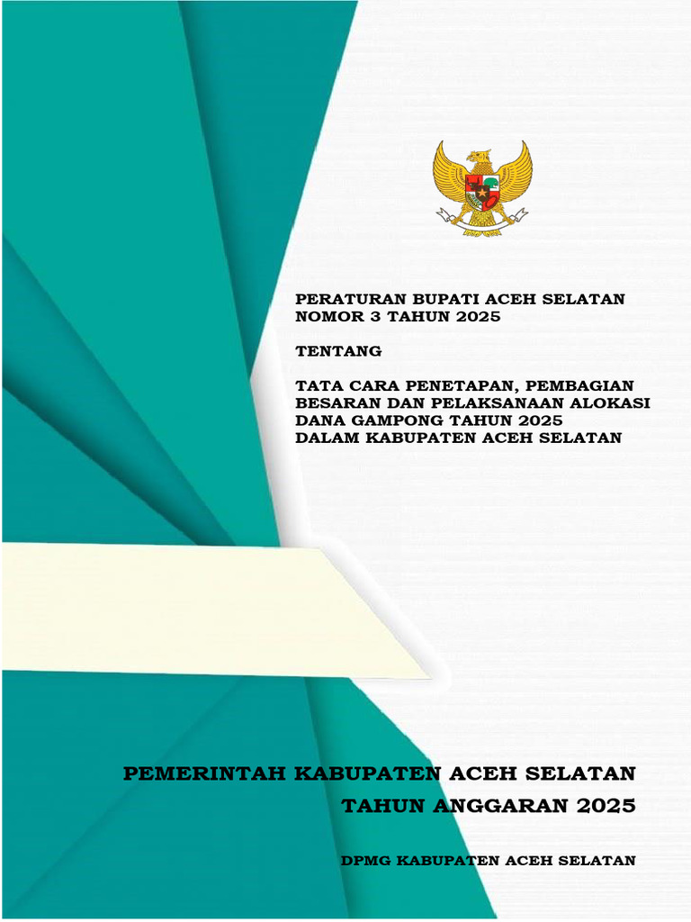Perbup No. 3 Tahun 2025 Tentang Alokasi Dana Gampong Ta. 2025 | PDF