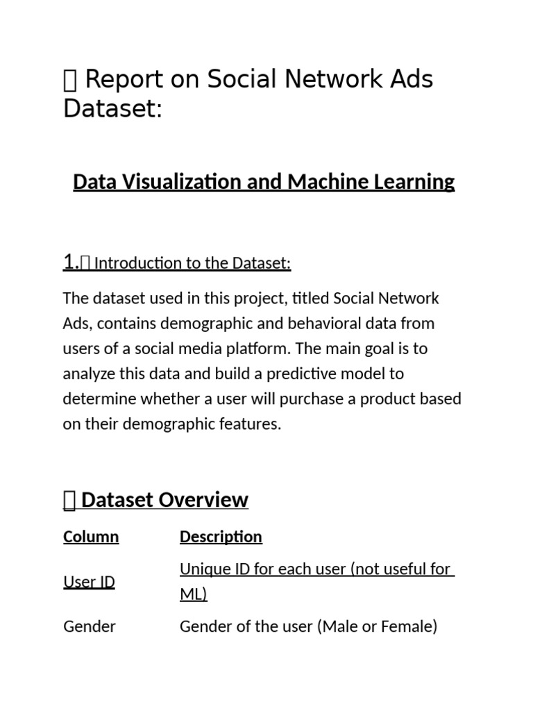 Social Network Ads Analysis Report | PDF | Linear Regression ...