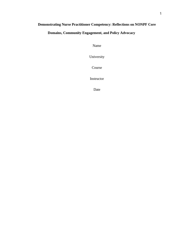 Demonstrating Nurse Practitioner Competency - Reflections On NONPF Core ...