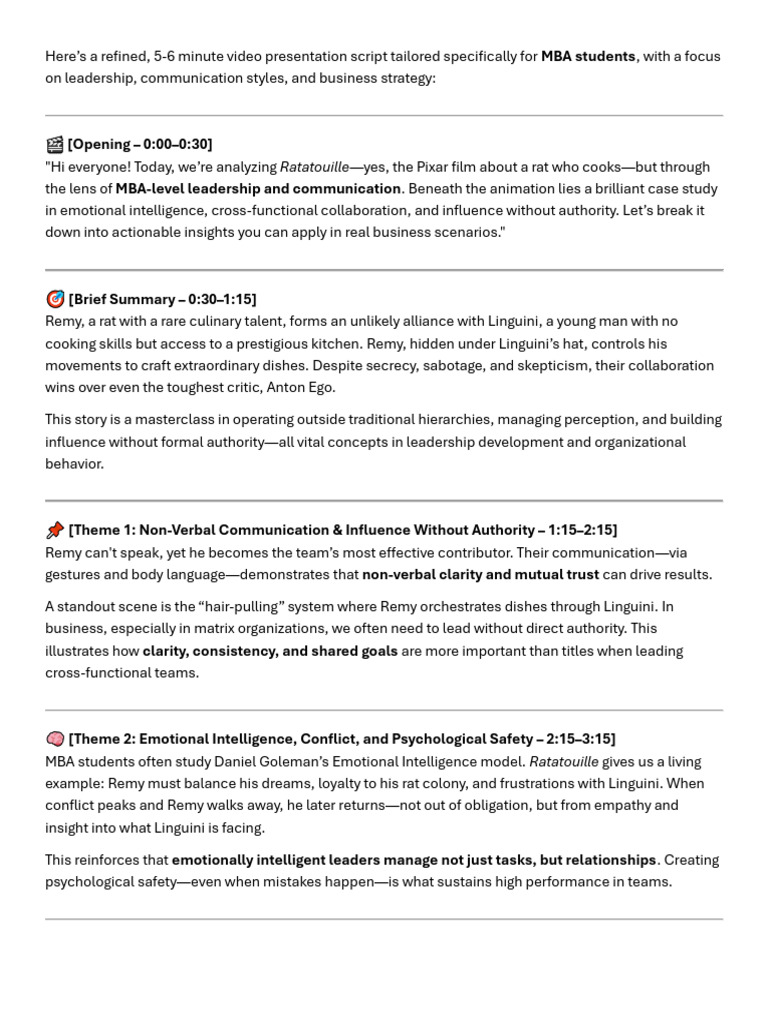 Ratatouille Movie Write Up | PDF | Psychology | Social Psychology