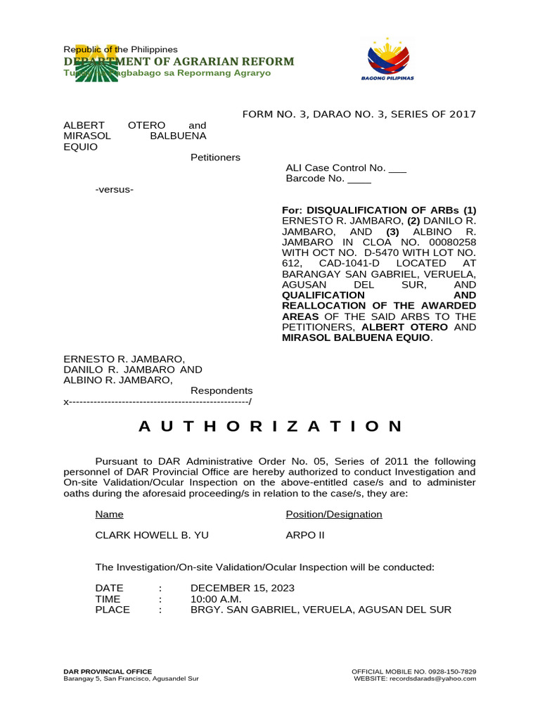 ALI FORM NO. 03 (Authorization) (1) | PDF