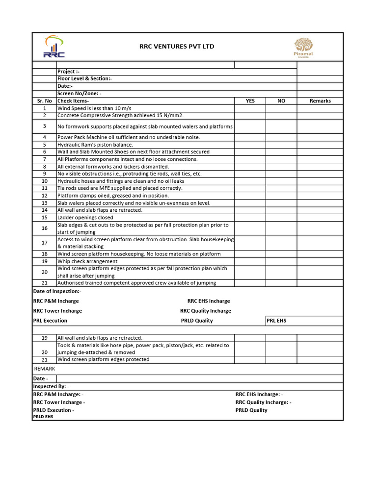 Wind Screen Pre-Jumping Checklist | PDF | Building Materials | Civil ...