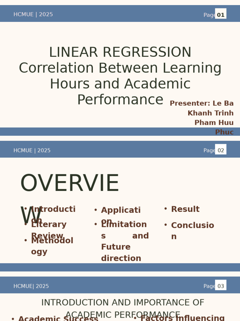 Linear Regression Correlation Between Learning Hours and Academic Performance | PDF | Linear ...