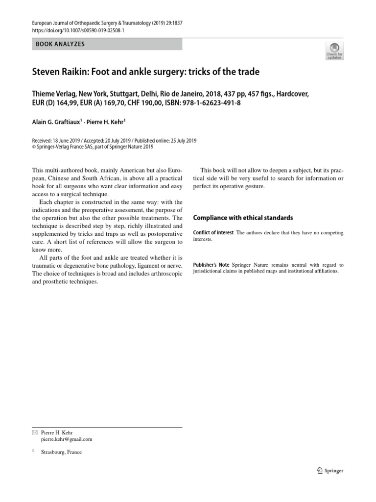Steven Raikin: Foot and Ankle Surgery: Tricks of The Trade | PDF