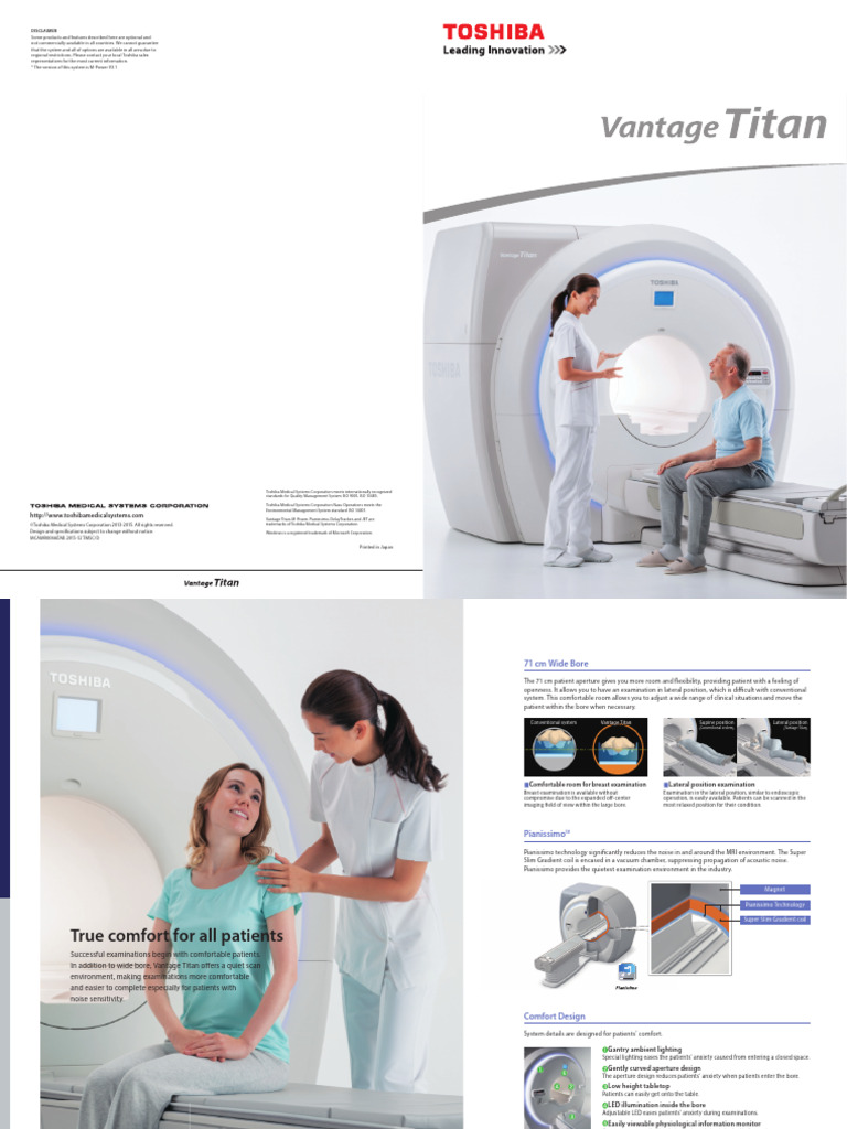Toshiba Vantage Titan 1.5T MRI System | PDF | Medical Specialties ...