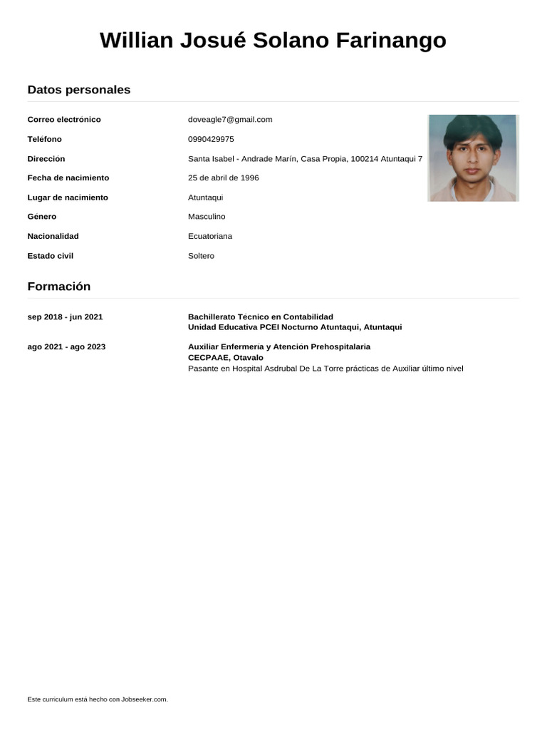 CV Willian Josué Solano Farinango 31-08-2023 10-40-05(1) | PDF