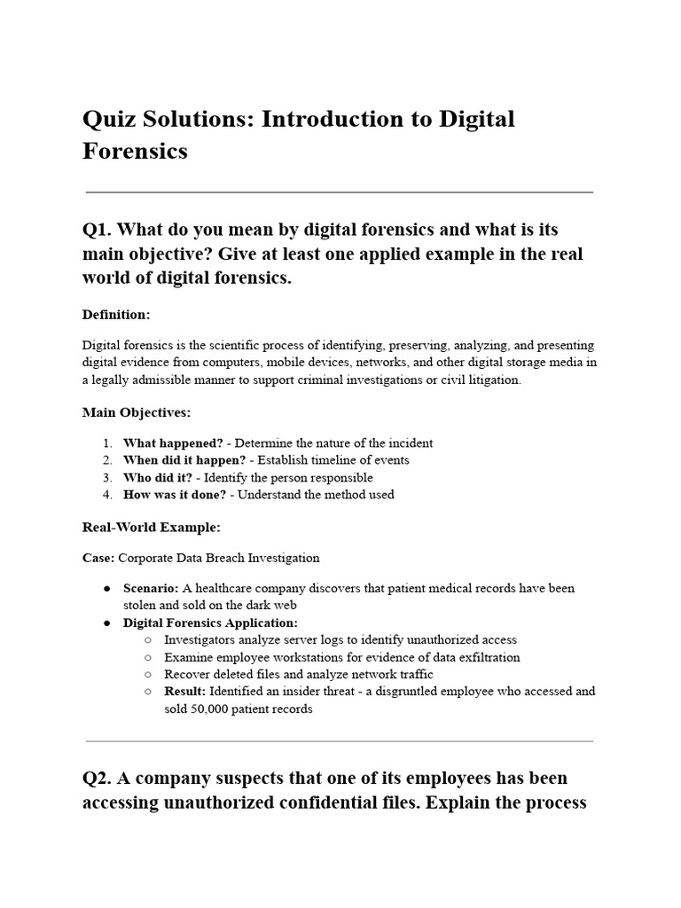 Quiz Solutions - Introduction To Digital Forensics | PDF | Digital ...