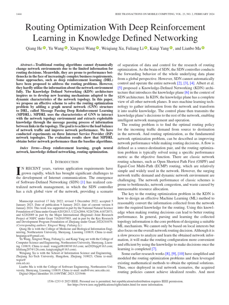 2023IEEETransactionsonMobileComputing-Routing Optimization With Deep Reinforcement Learning in ...