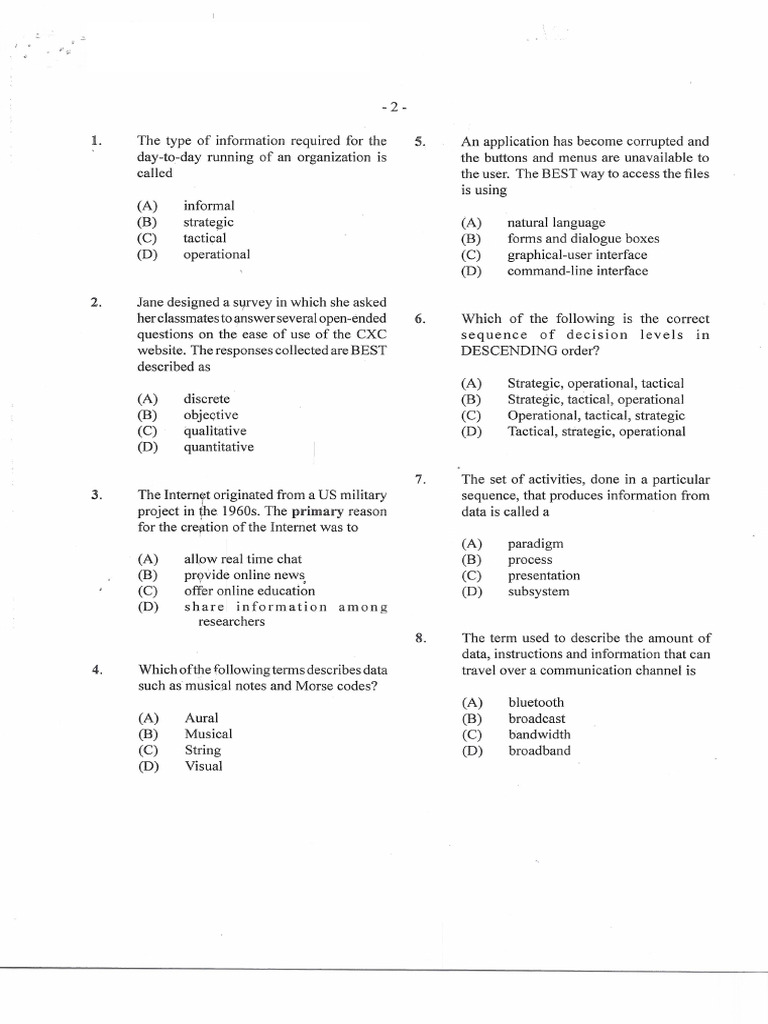 CAPE Information Technology U1 P1 2015 MJ | PDF