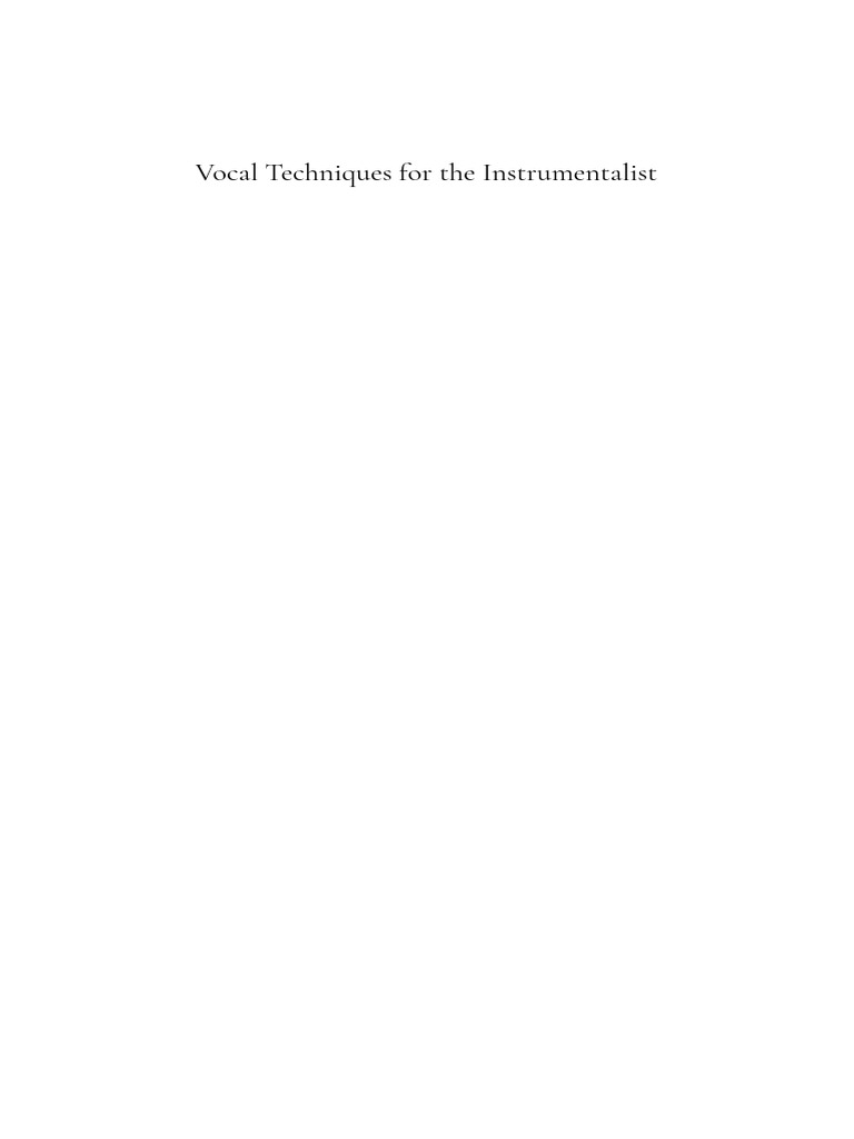 Vocal Techniques for Instrumentalists | PDF | Larynx | Singing