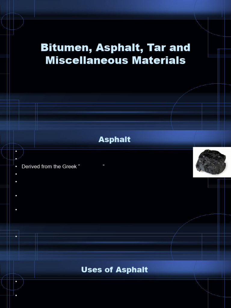 10 Bitumen Asphalt Tar and Miscellaneoud Materials | PDF | Glasses ...