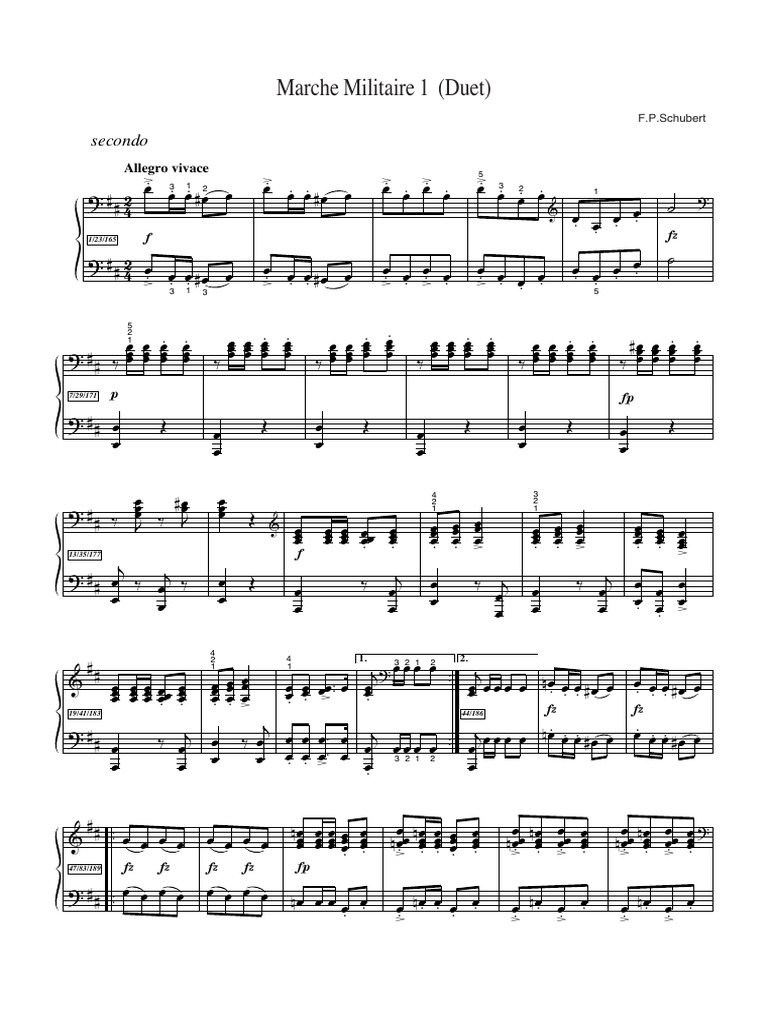Marche Militaire 1 - Duet de Schubert | PDF | Alphabet latin | Graphèmes