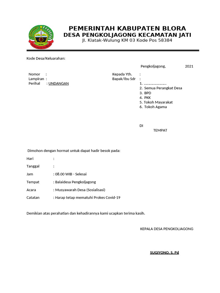 Undangan Musdes Sosialisasi 40org | PDF