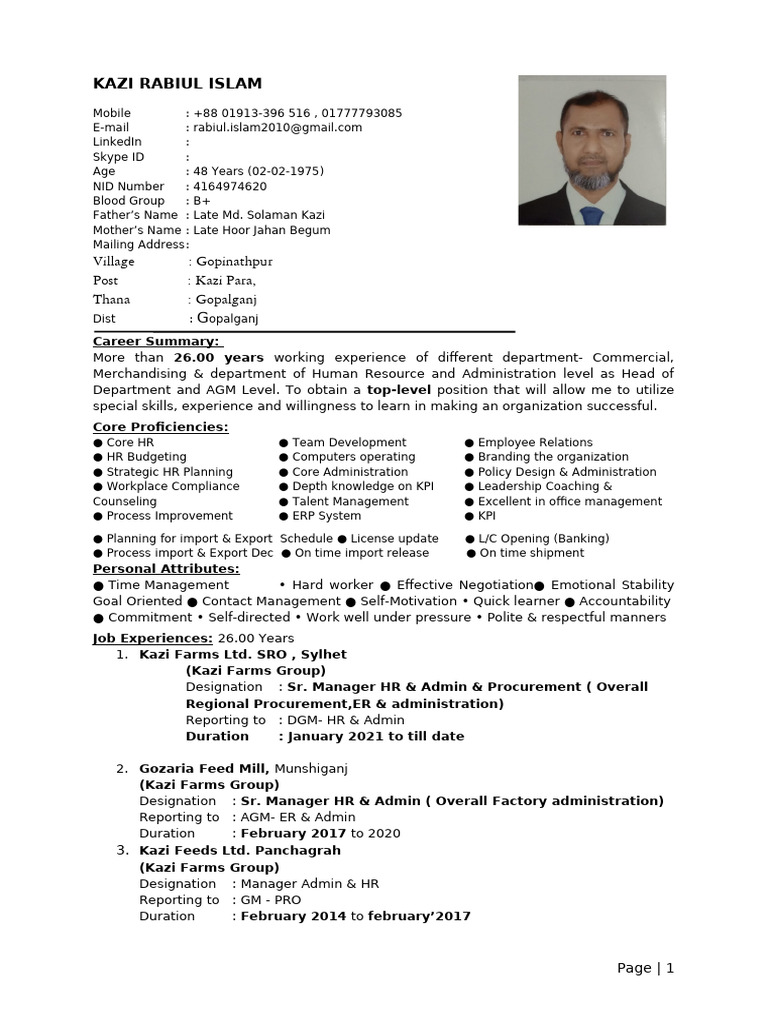 CV of Kazi Rabiul Islam 26.11.2023-3 | PDF