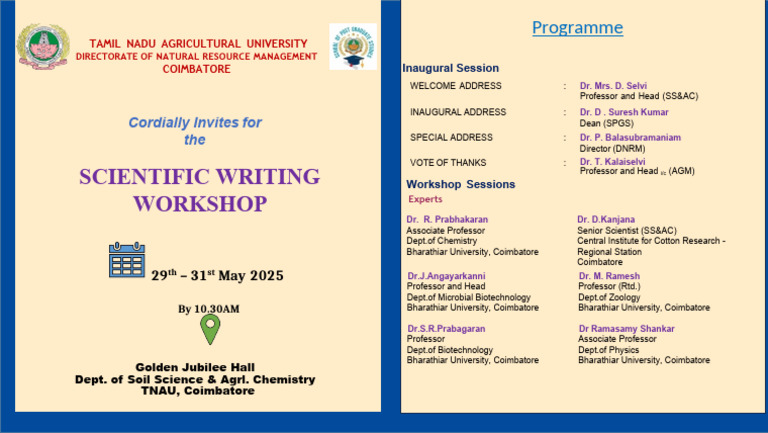 NRM SS&AC Scientific Writing Workshop Invitation Revised 28.05.2025 | PDF