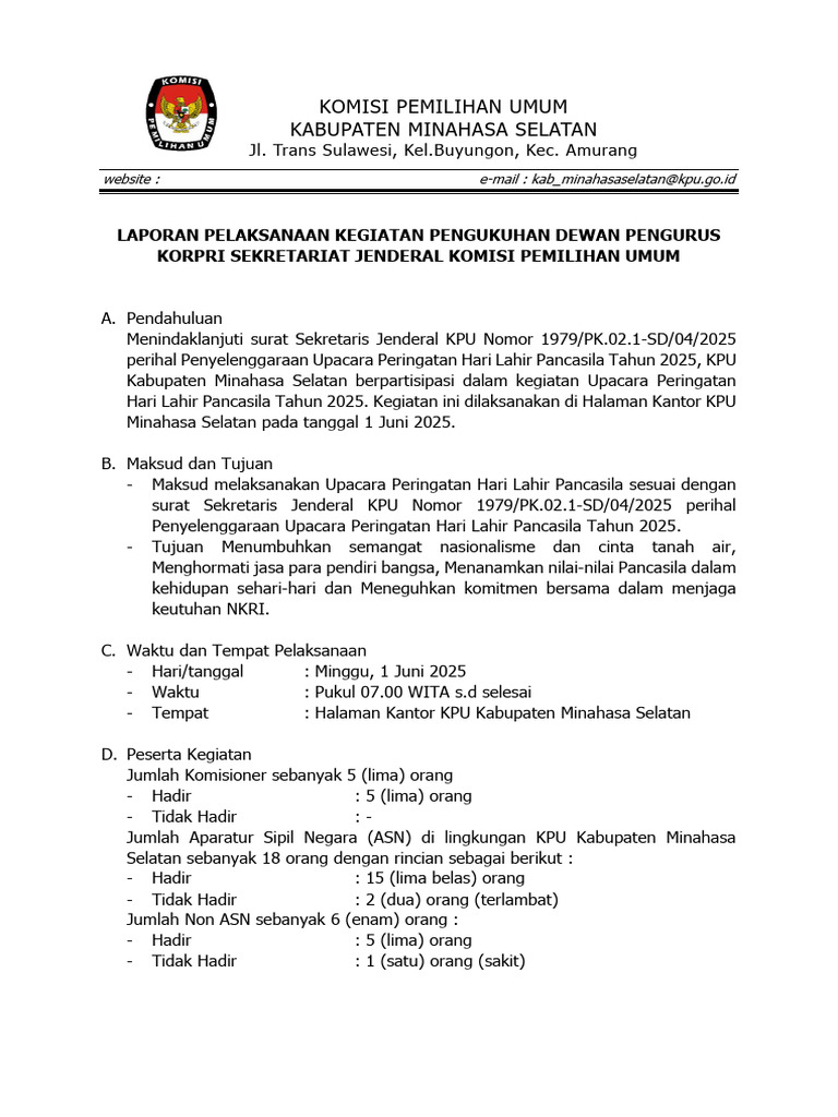 Laporan Pelaksanaan Harlah Pancasila | PDF