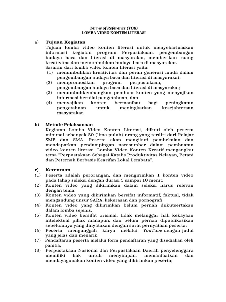 Tor Lomba Video Konten | PDF