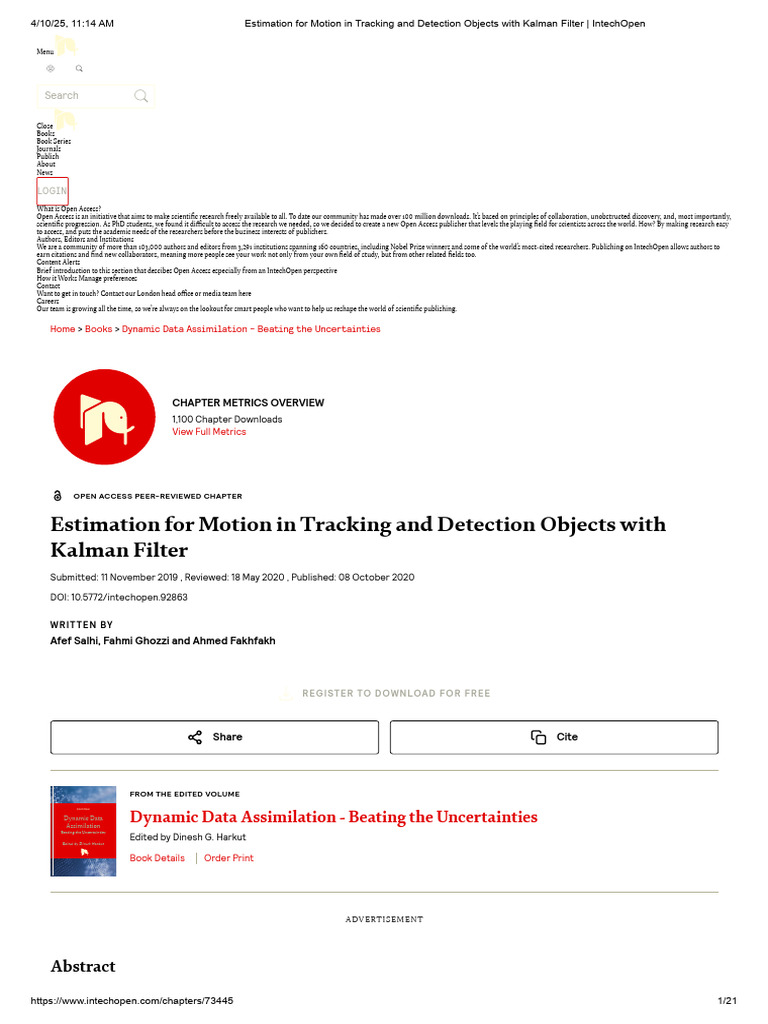 Estimation For Motion in Tracking and Detection Objects With Kalman Filter - IntechOpen | PDF ...