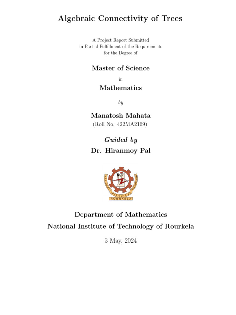 Algebraic Connectivity of Trees | PDF | Eigenvalues And Eigenvectors | Vertex (Graph Theory)