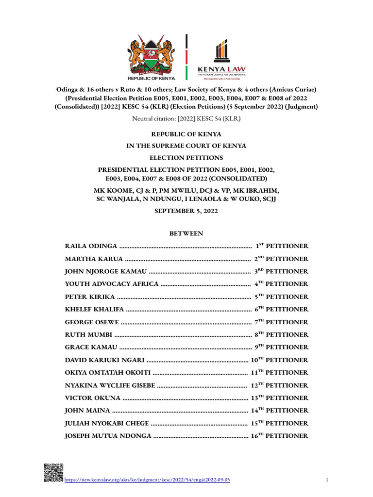 Neutral Citation: (2022) KESC 54 (KLR) : ST ND RD TH TH TH TH TH TH TH ...