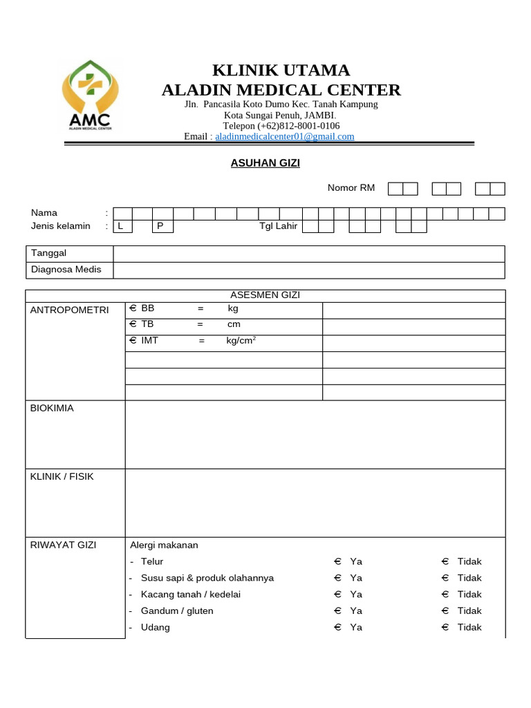 Form Asuhan GIZI | PDF
