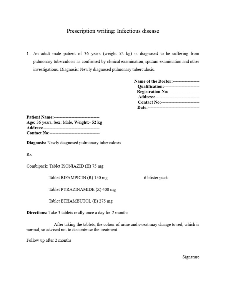 TB Prescription | PDF