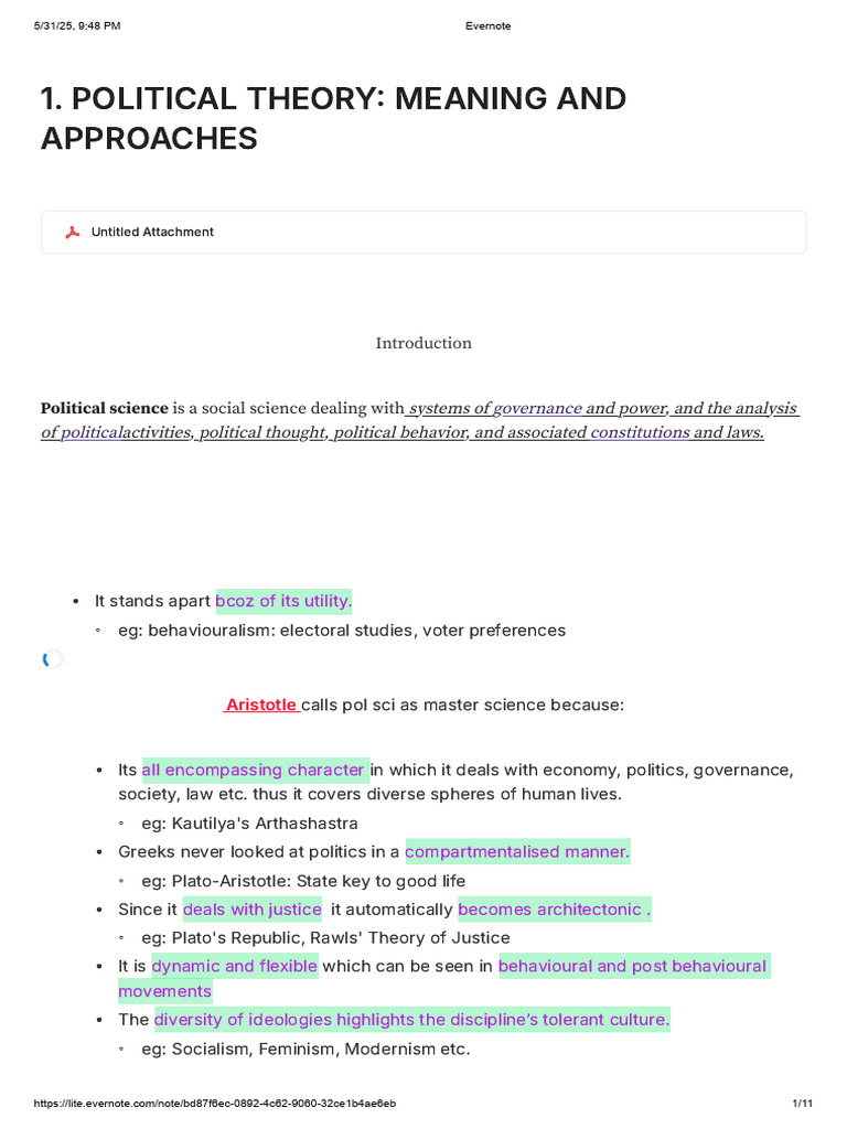 Political Theory - Meaning and Approaches | PDF | Science | Empiricism