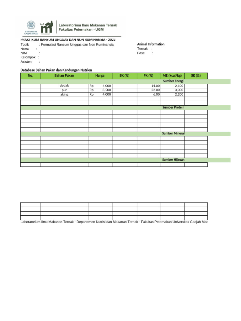 Template Penugasan Formulasi | PDF