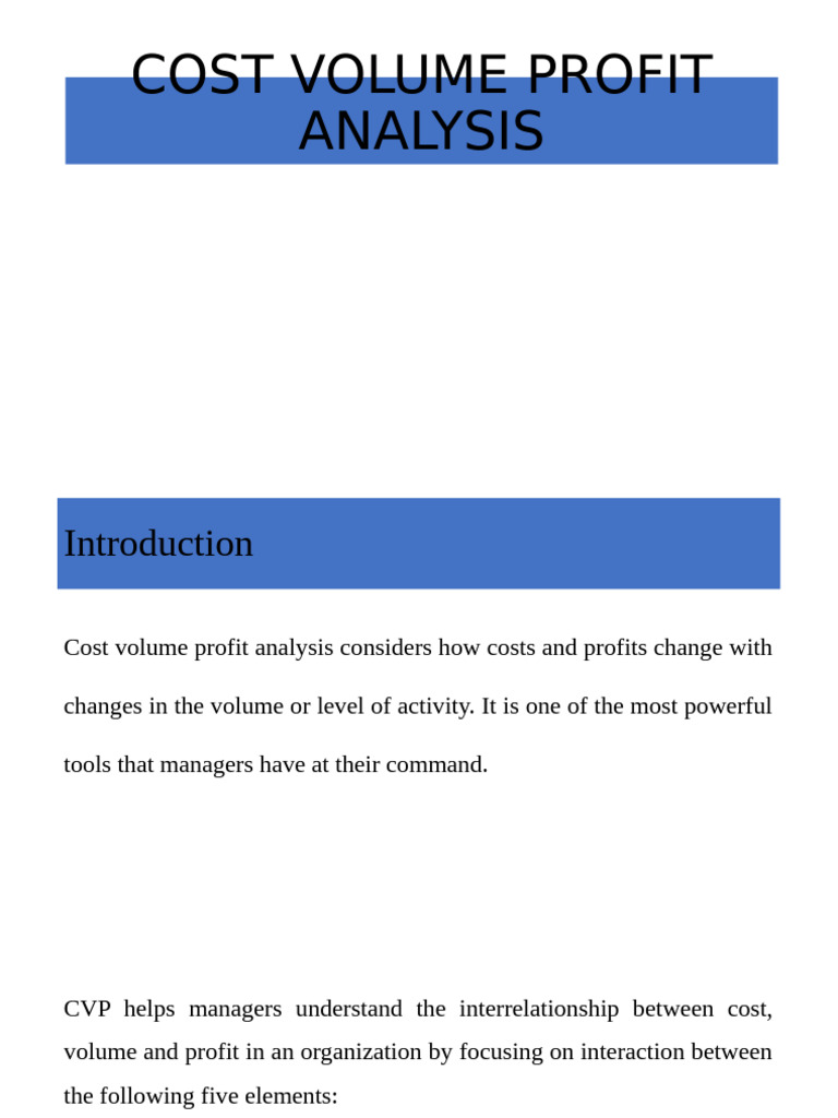 Cost Volume Profit Analysis Guide | PDF | Business Economics ...