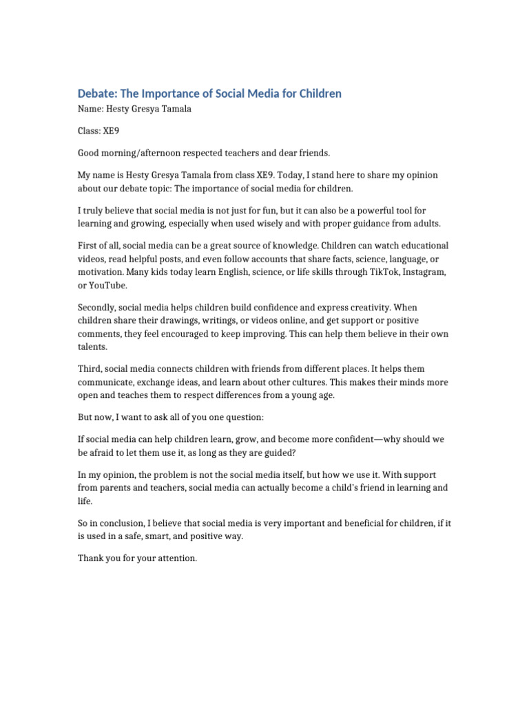 The Importance of Social Media For Children by Hesty Fixed | PDF