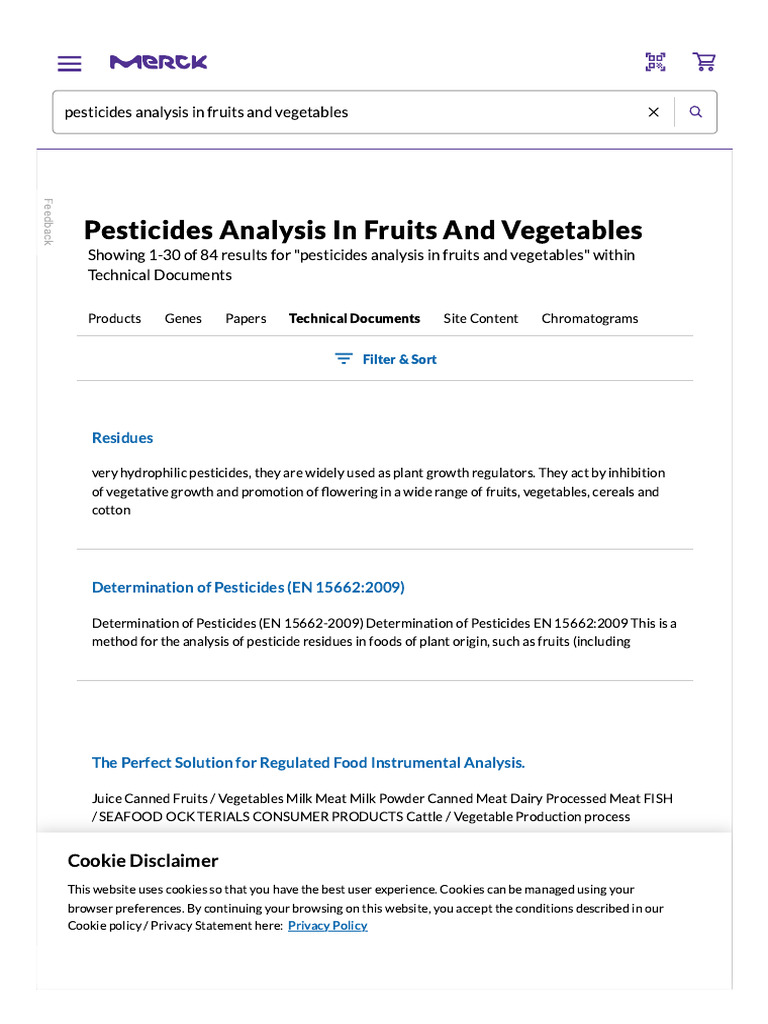Pesticides Analysis in Fruits and Vegetables - Sigma-Aldrich | PDF ...