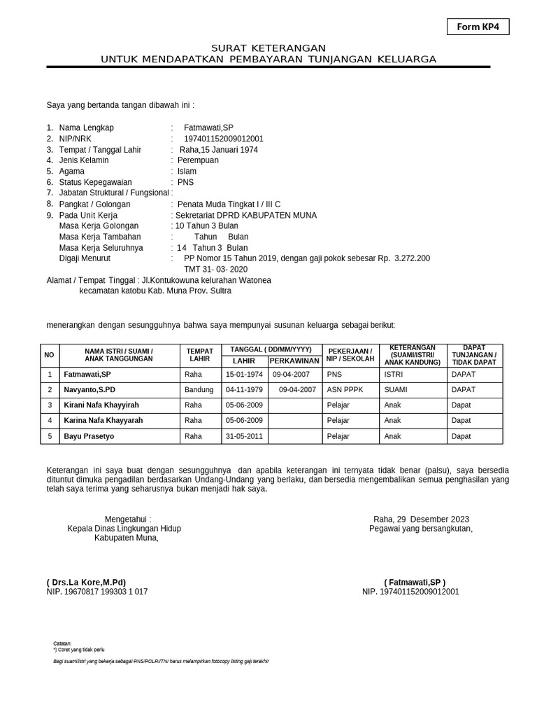 Formulir - KP4 Terbaru | PDF